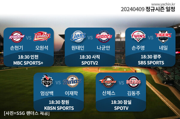 더쿠 - [KBO] 4월 9일 선발 투수